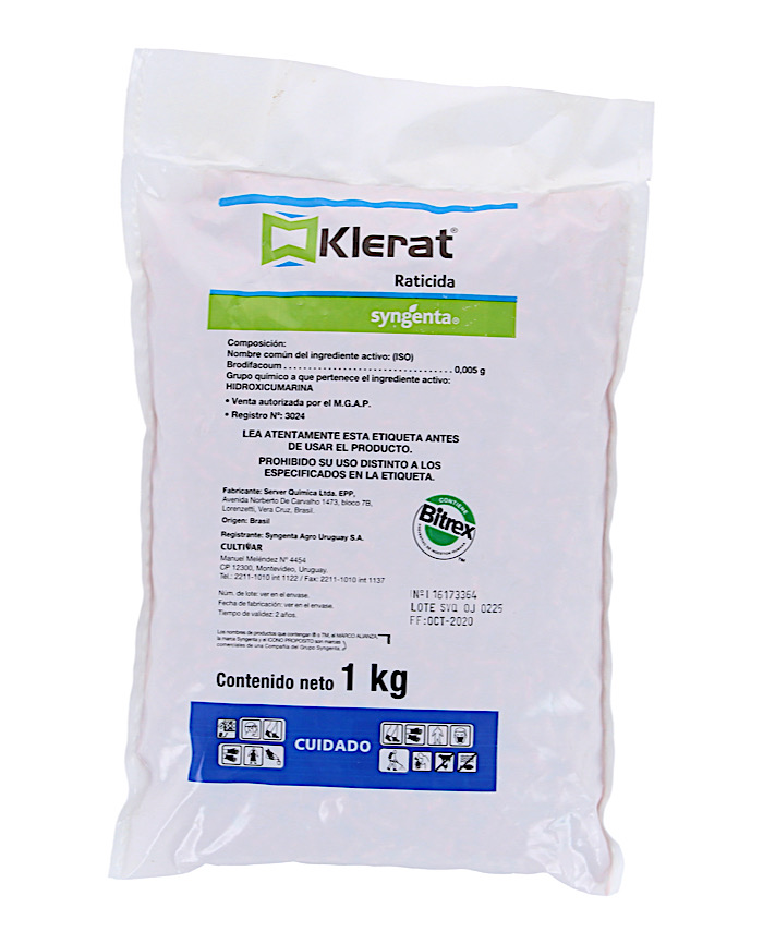 VENENO PARA RATAS VENENO PARA RATAS KLERAT x 1 kg - Droguería Montevideo